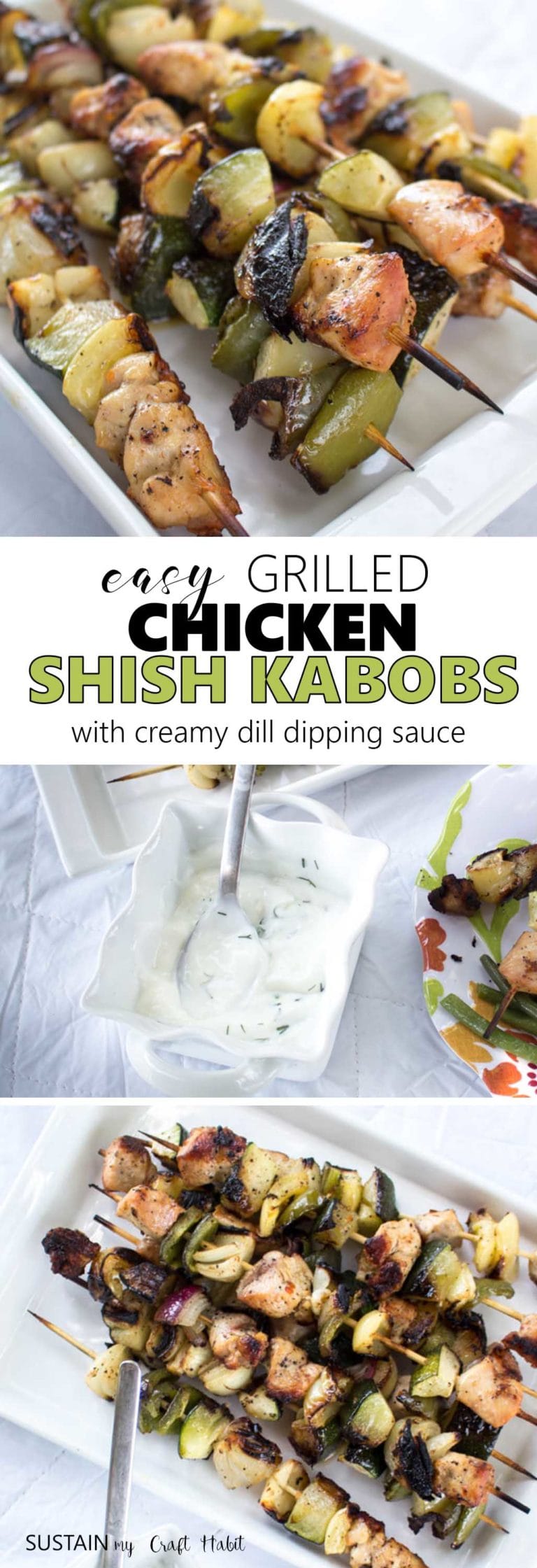 Homestyle Chicken Shish Kabob Recipe with Creamy Dill Dip - Sustain My ...