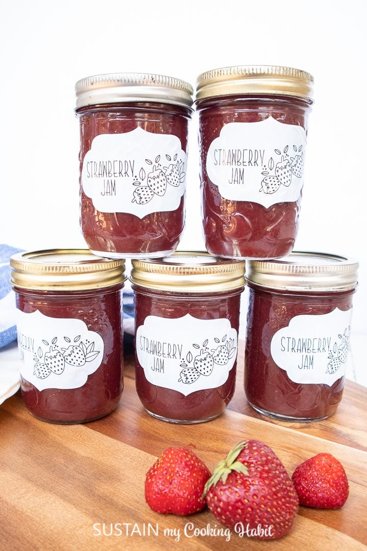 Large Batch, Low-Sugar Strawberry Jam Recipe - Sustain My Cooking Habit