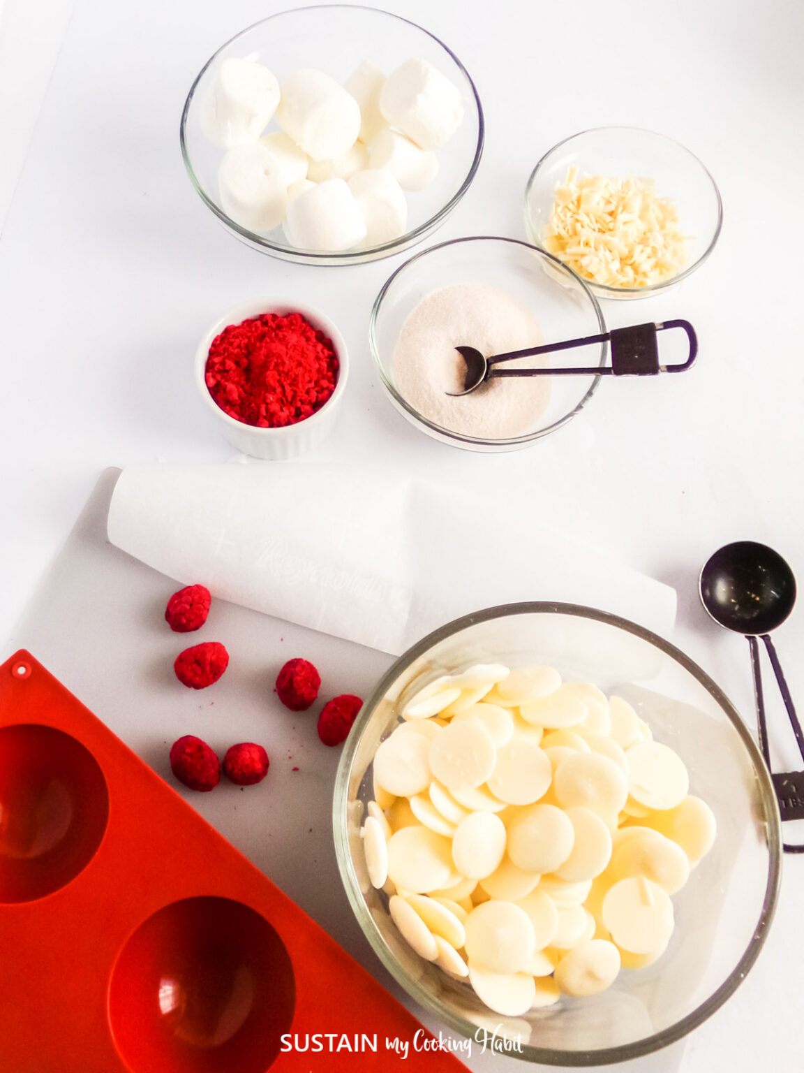 White Chocolate Raspberry Hot Cocoa Bombs - Sustain My Cooking Habit