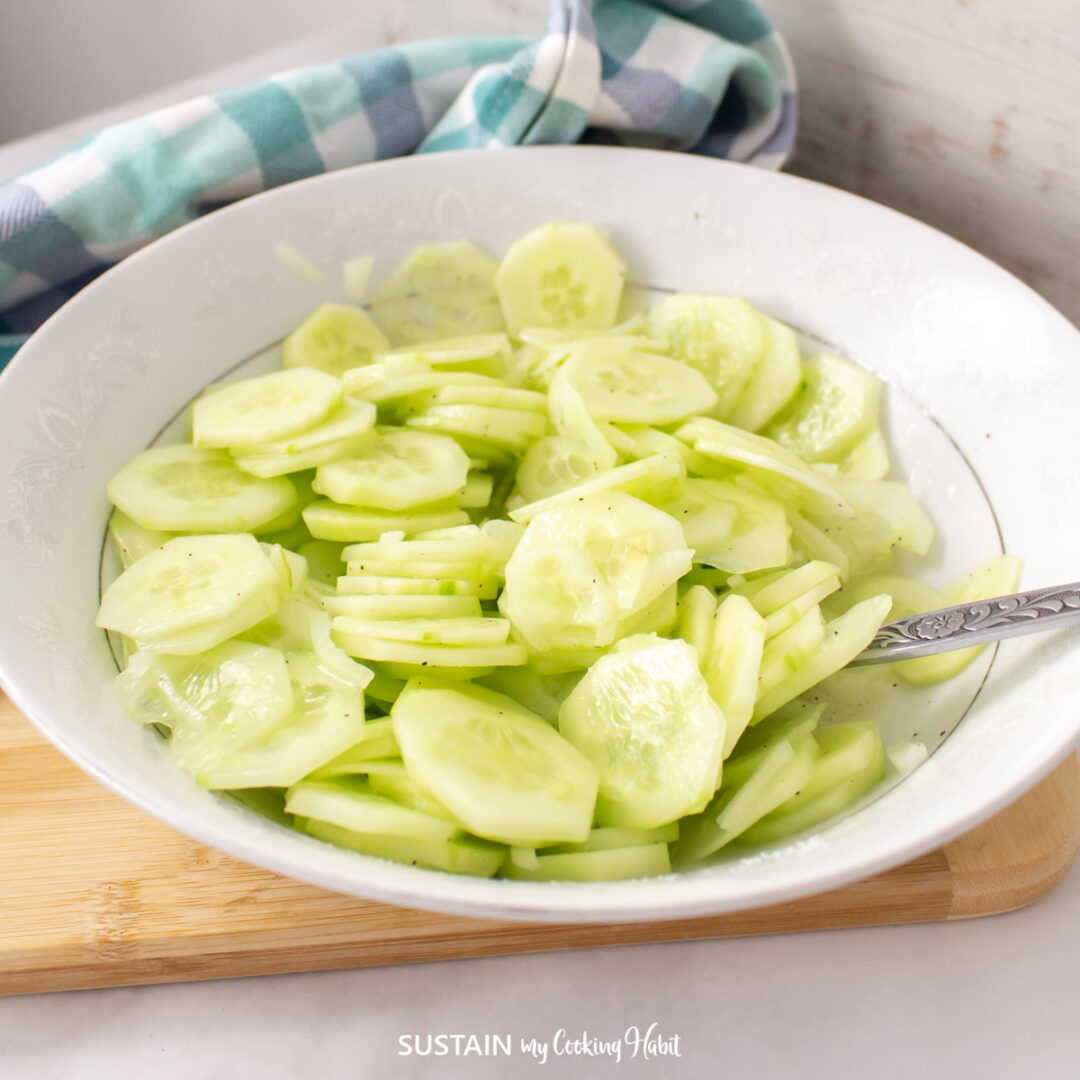 Non-Creamy Sliced Cucumber Salad Recipe - Sustain My Cooking Habit