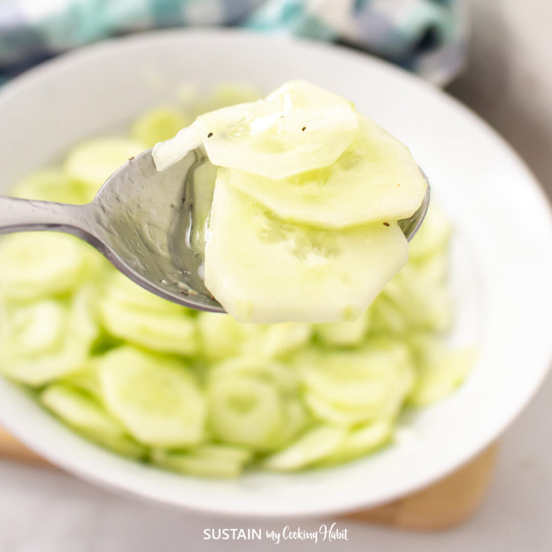 Non-Creamy Sliced Cucumber Salad Recipe - Sustain My Cooking Habit