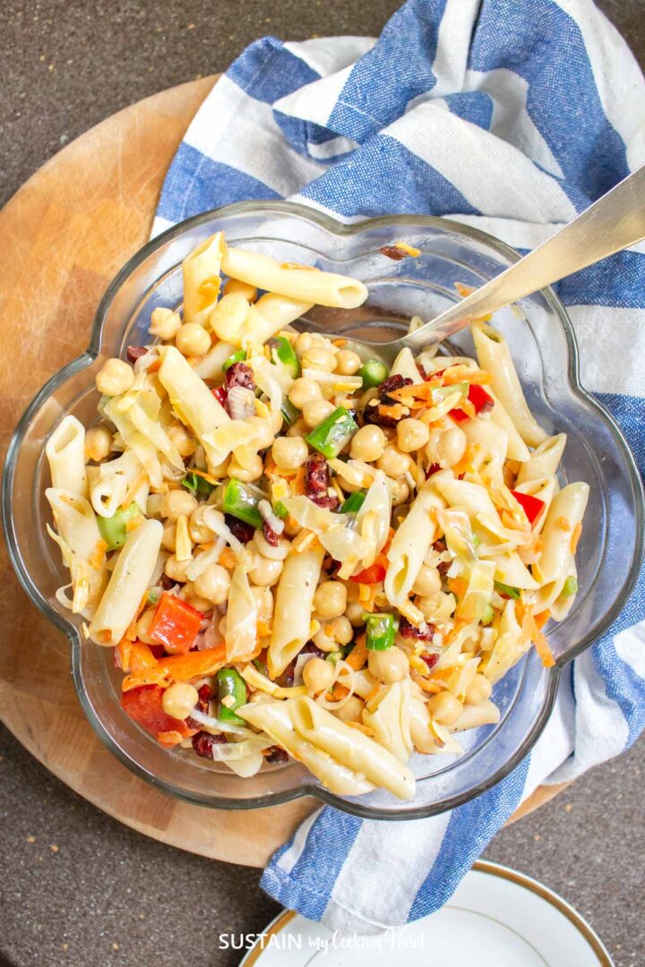 Easy Chickpea Pasta Salad Recipe - Sustain My Cooking Habit
