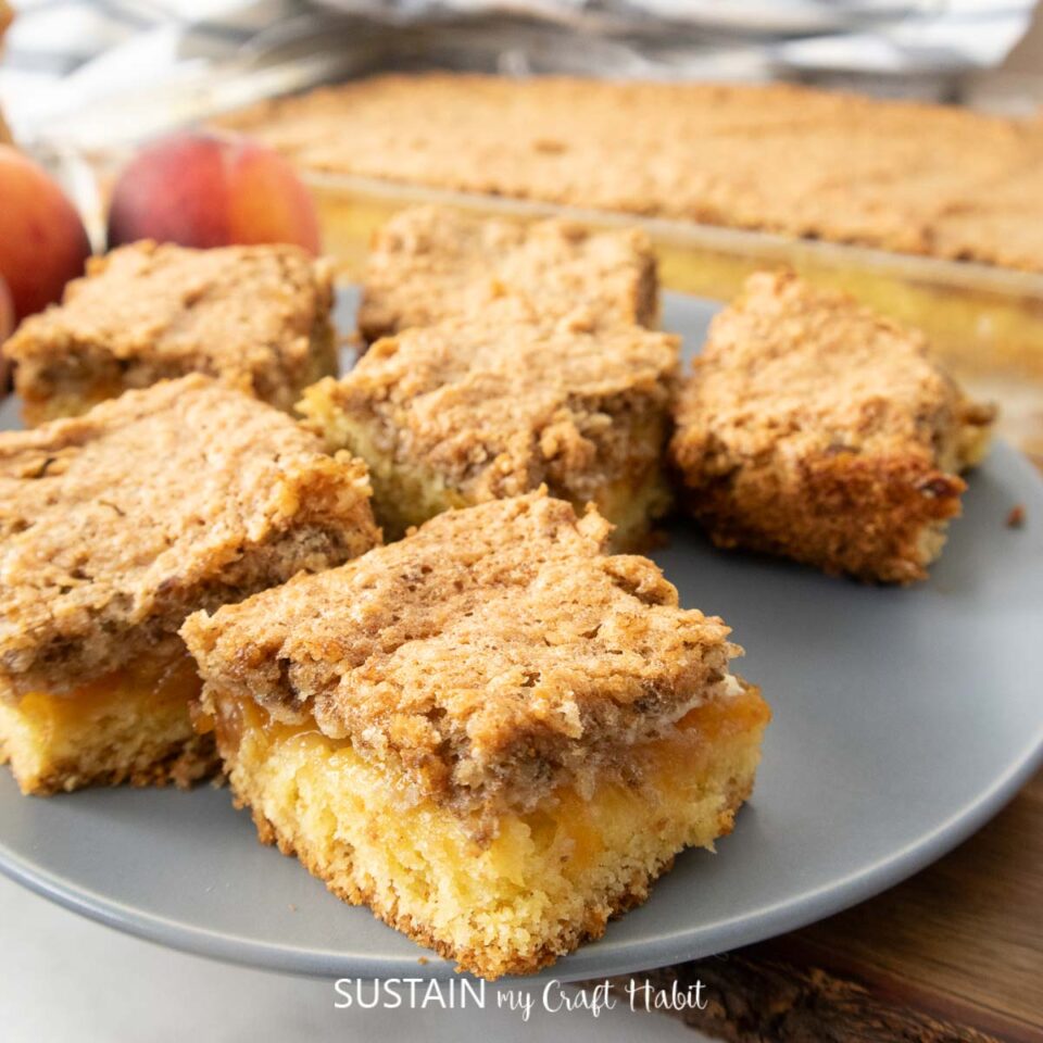 Peach and Walnut Dessert Squares Recipe - Sustain My Cooking Habit