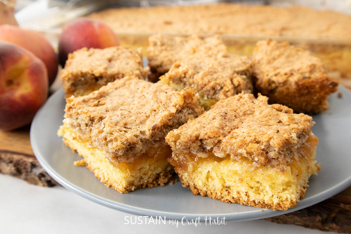Peach and Walnut Dessert Squares Recipe - Sustain My Cooking Habit