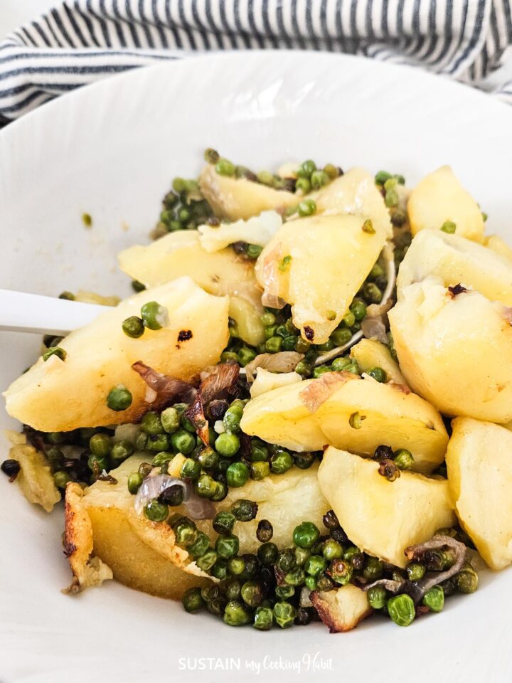 Fried Potatoes and Peas Sidedish Recipe - Sustain My Cooking Habit