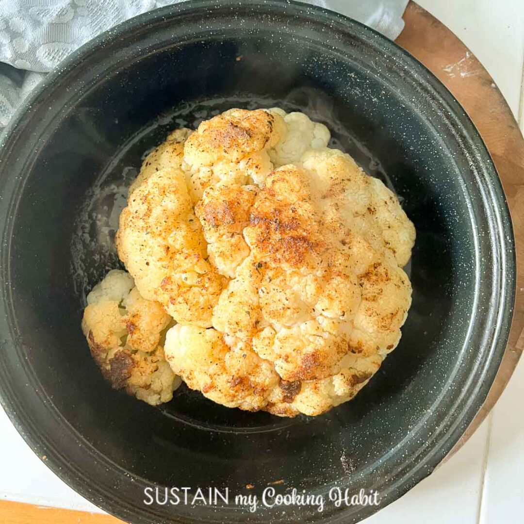 Best Ever Whole Roasted Cauliflower Recipe - Sustain My Cooking Habit