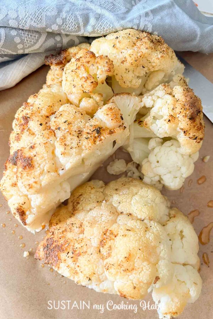 Best Ever Whole Roasted Cauliflower Recipe - Sustain My Cooking Habit